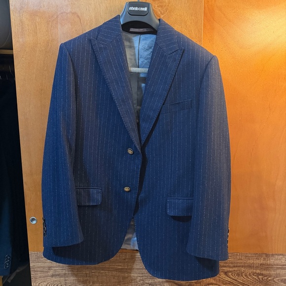 Travello Italy | Suits & Blazers | 0 Italian Wool Navy Pinstripe Blazer ...